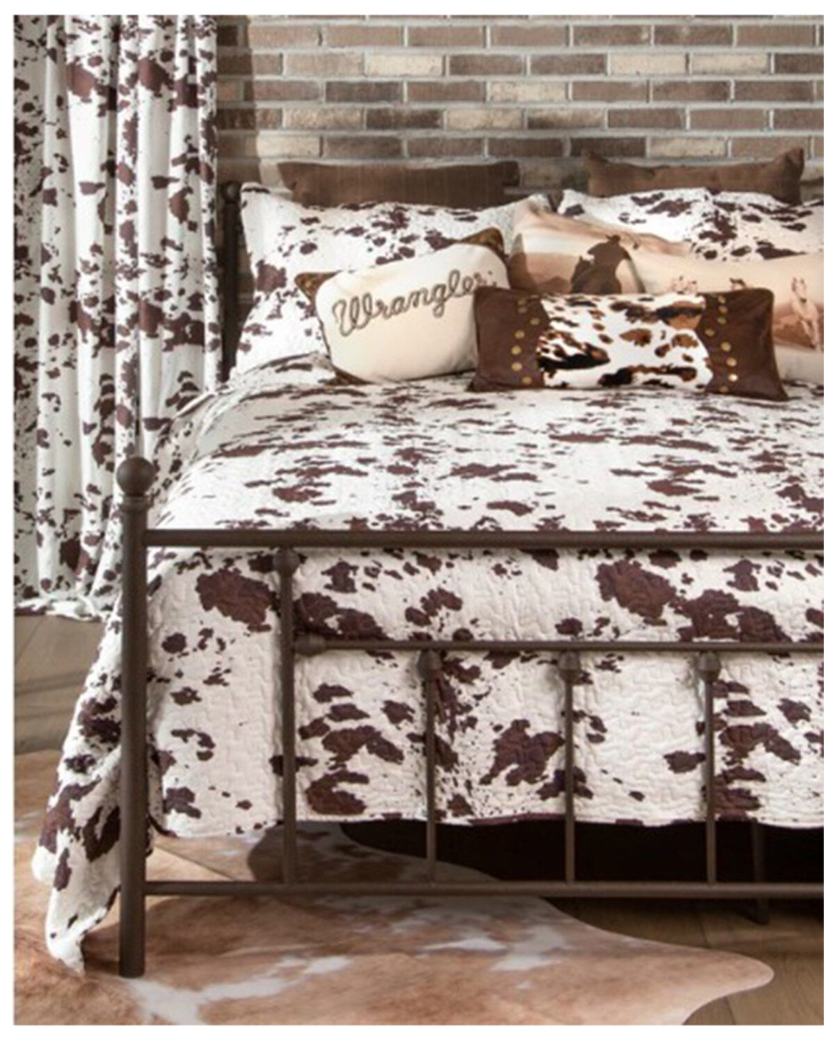 Wrangler Cowhide Quilt Set - King, Brown