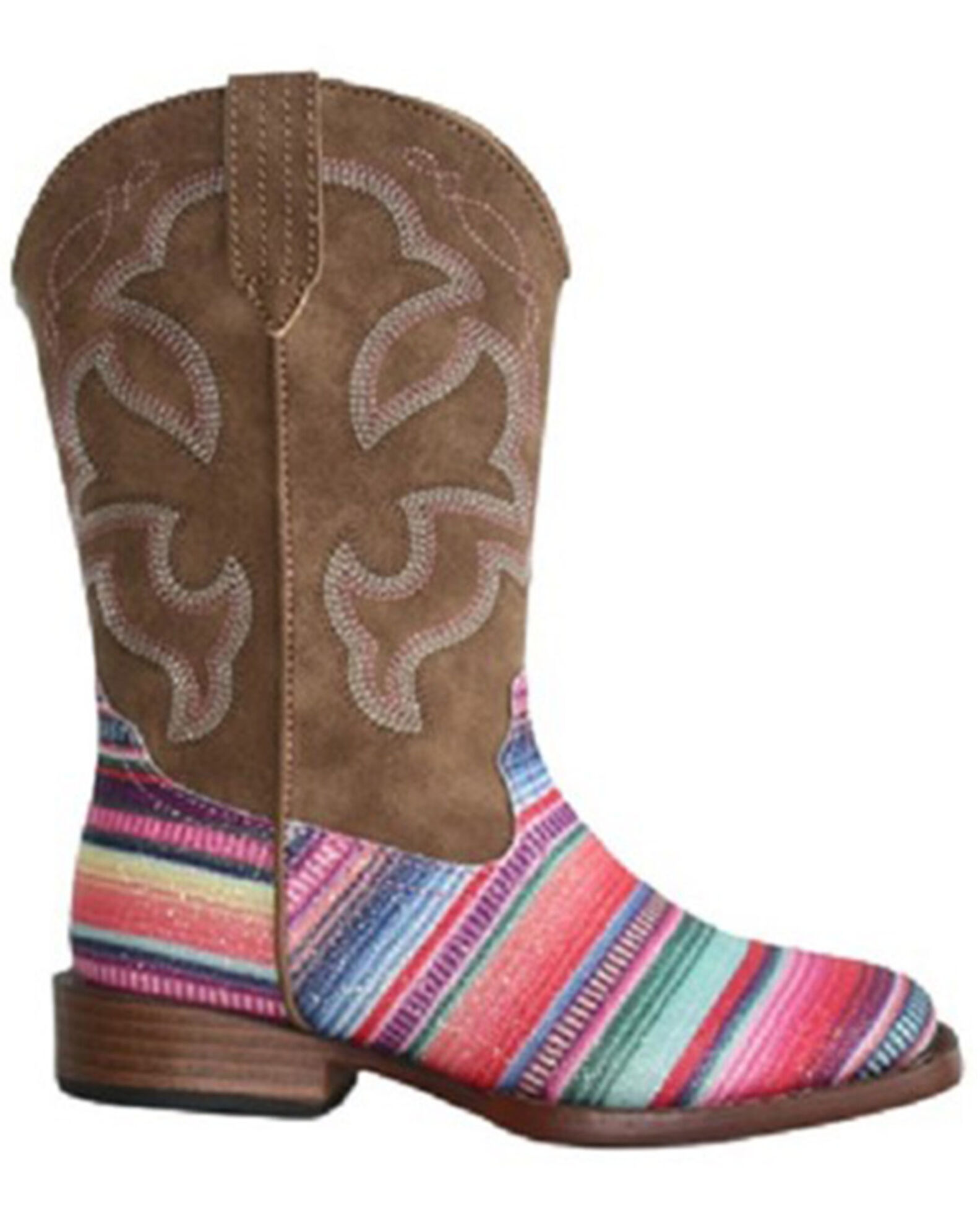 Roper Little Girls' Glitter Serape Western Boots - Square Toe, Pink