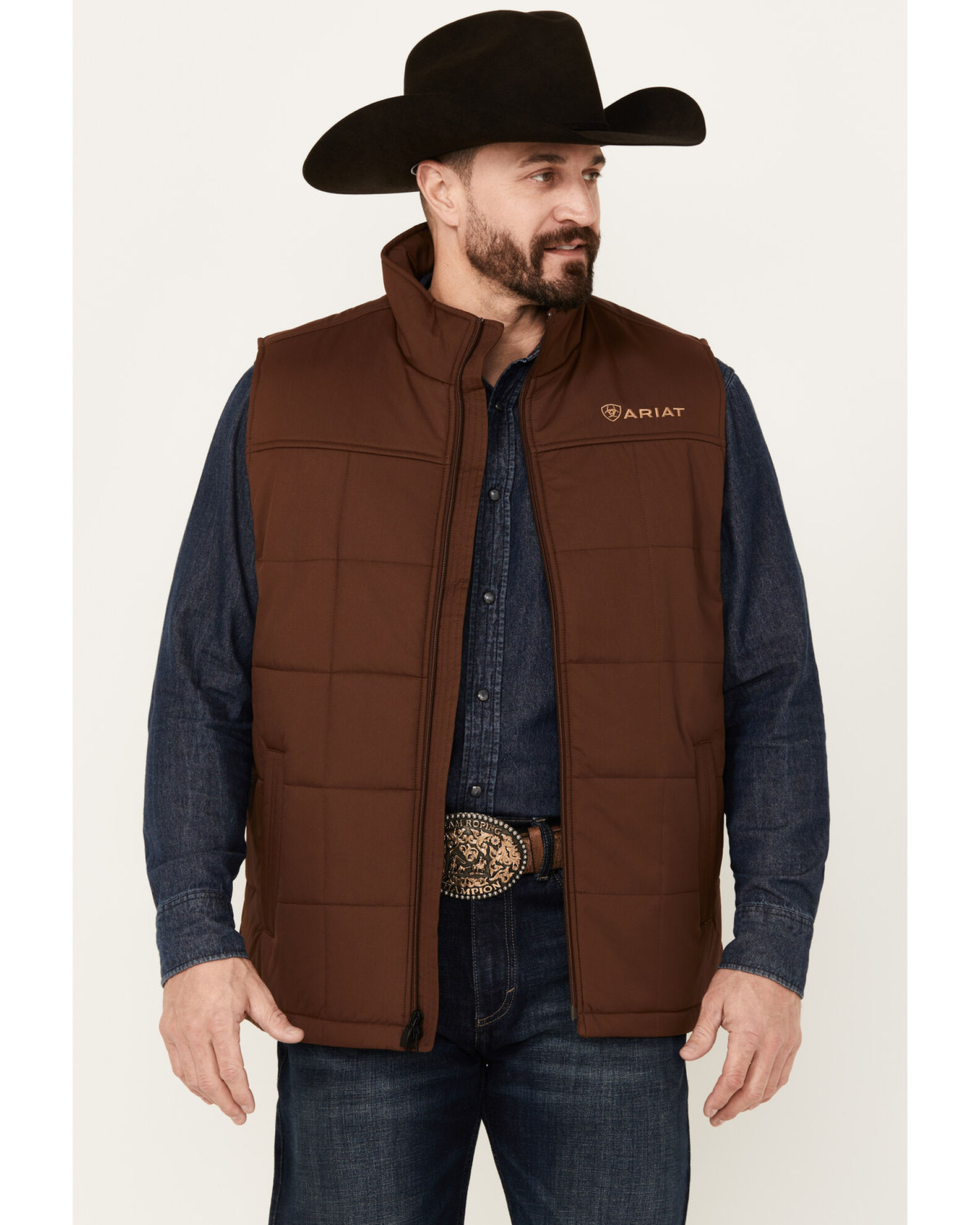 Ariat Mens Crius Solid Insulated Concealed Carry Vest Medium Brown