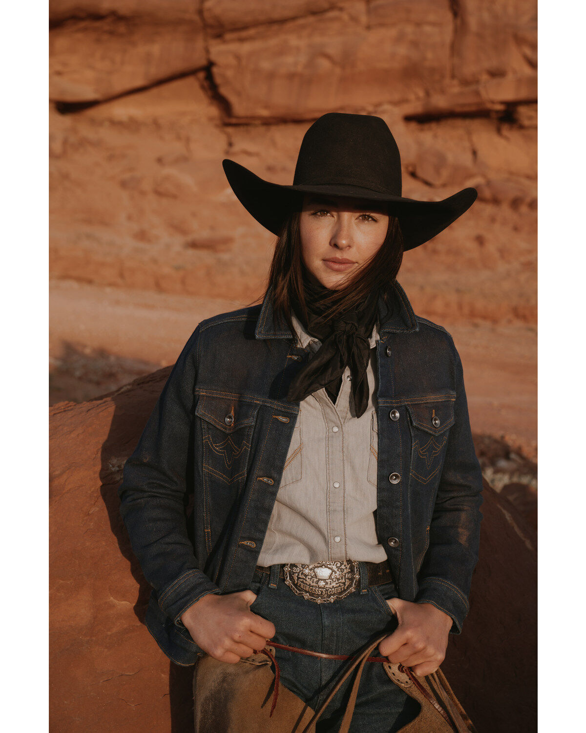 RANK 45® Women's Signature Denim Pocket Stitch Rancher Jacket, Medium Wash