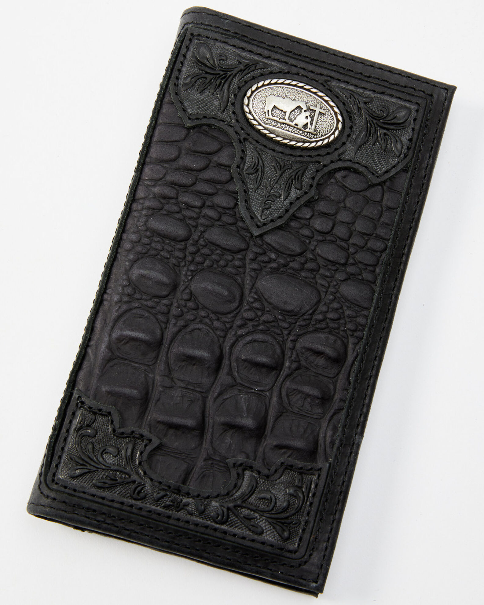 Cody James Men's Crocodile Embossed Rodeo Wallet, Black
