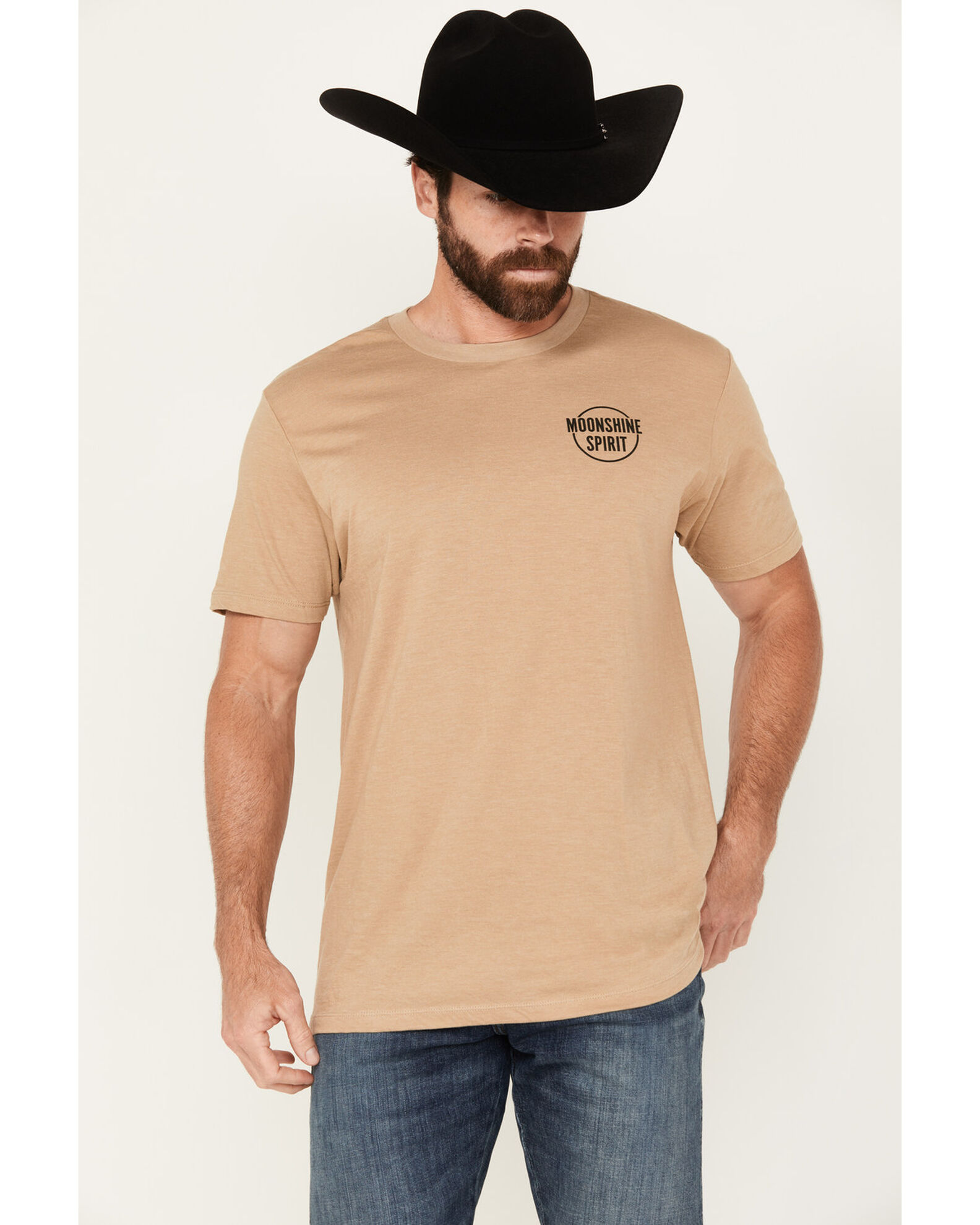 Moonshine Spirit Men's Card Player Short Sleeve Graphic T-Shirt, Sand