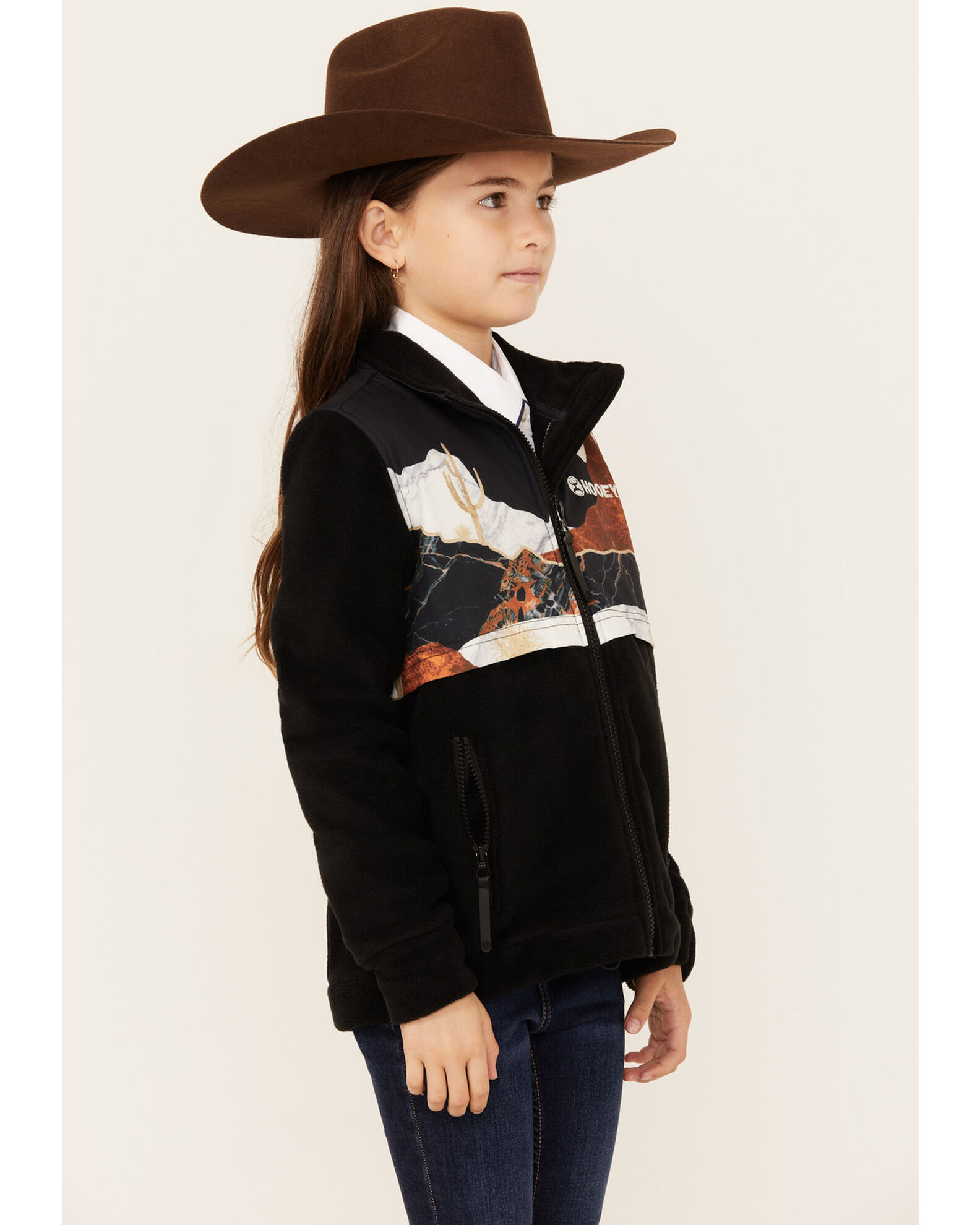 Hooey Girls Scenic Print Softshell Jacket Black