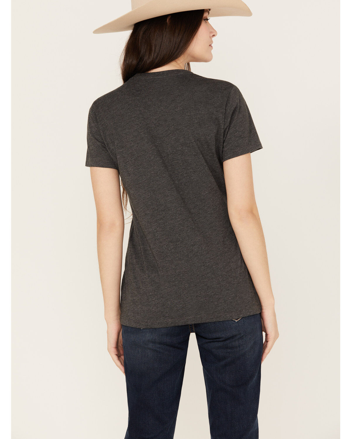 Ariat Women's Cow Print Logo Short Sleeve Graphic Tee, Charcoal