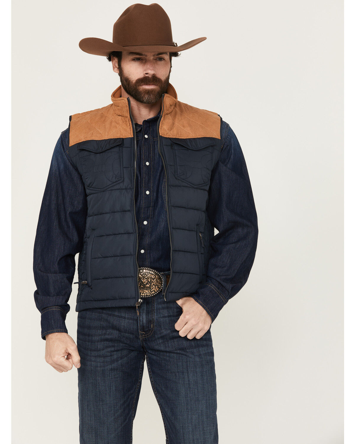 Image #1 - Hooey Men's Packable Vest, Navy, hi-res