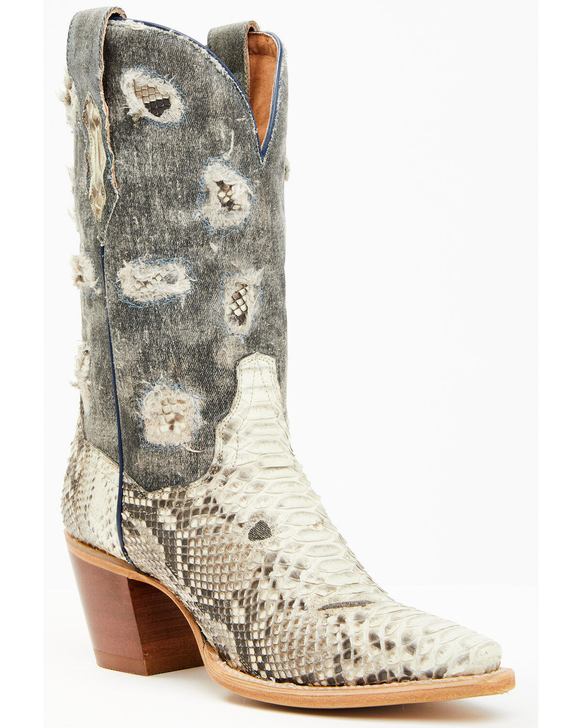 Dan Post Women's Exotic Python Western Boots - Snip Toe, Ivory