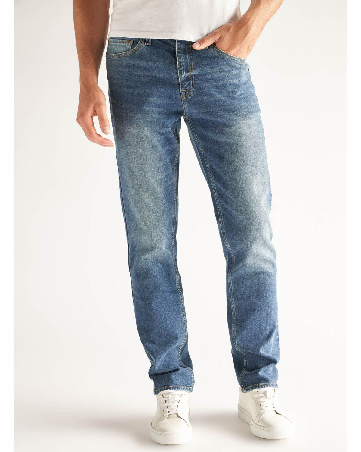 DEVIL-DOG Dungarees Men's Ash Core Light Wash Slim Straight Stretch ...