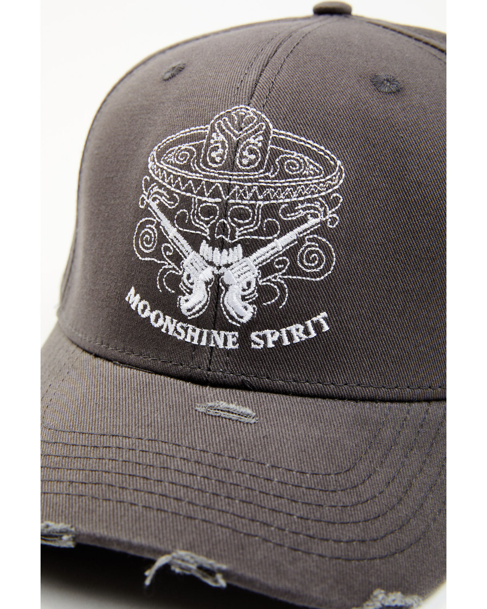 Moonshine Spirit Mens Gray Candy Skull Ball Cap Grey