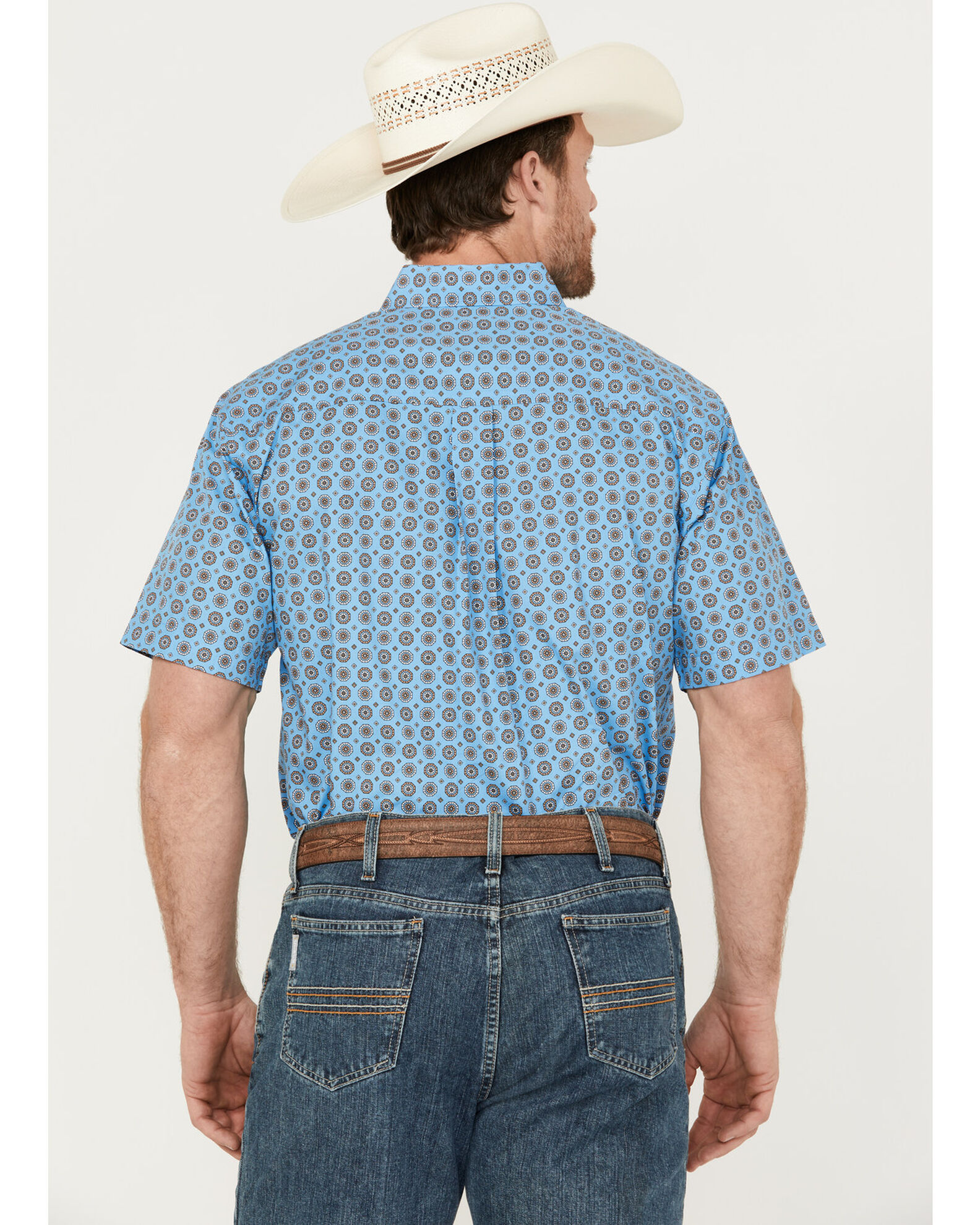Cinch Mens Geo Print Short Sleeve Button Down Western Shirt