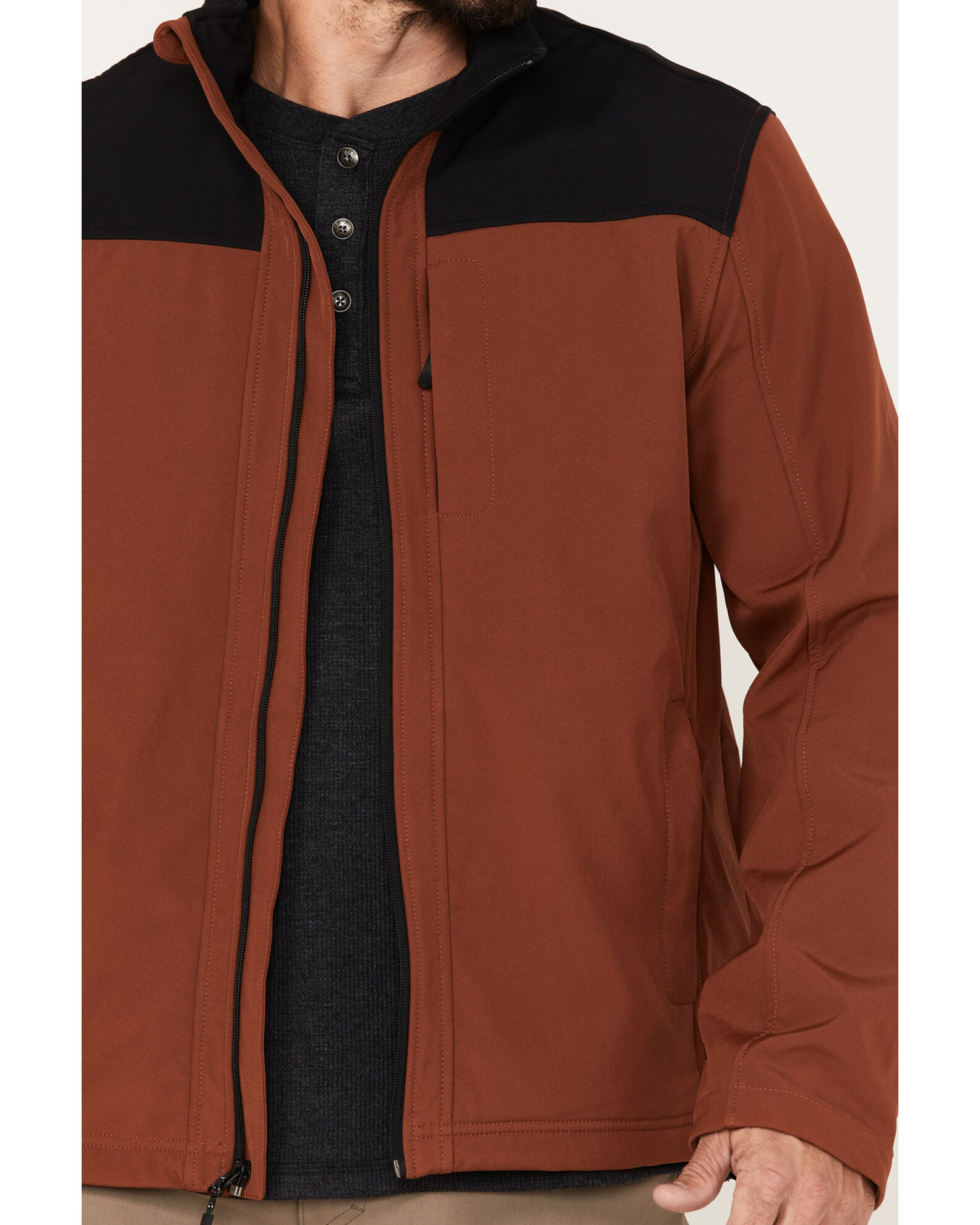Powder River Outfitters Mens Solid Softshell Jacket Rust Copper