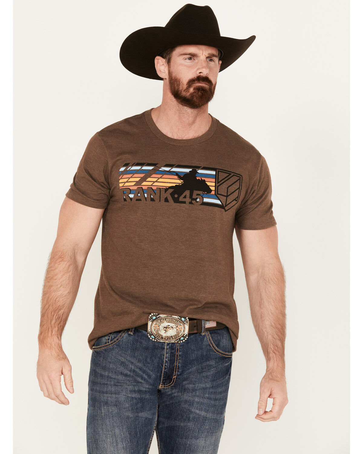 RANK 45® Men's Serape Short Sleeve Graphic T-Shirt, Brown