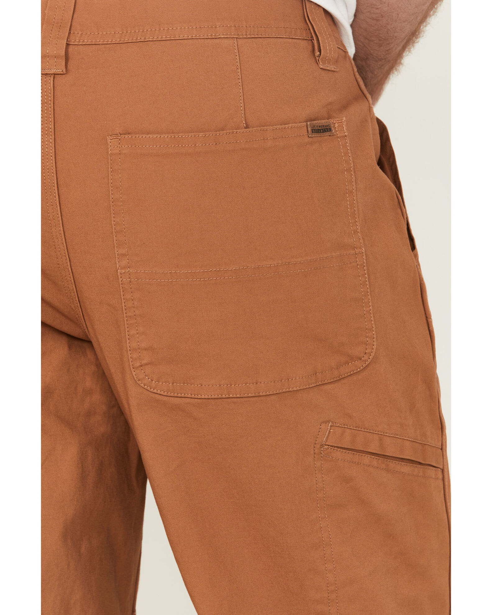 Lucky Brand Workwear Men's Double Knee Canvas Work Pants, Brown