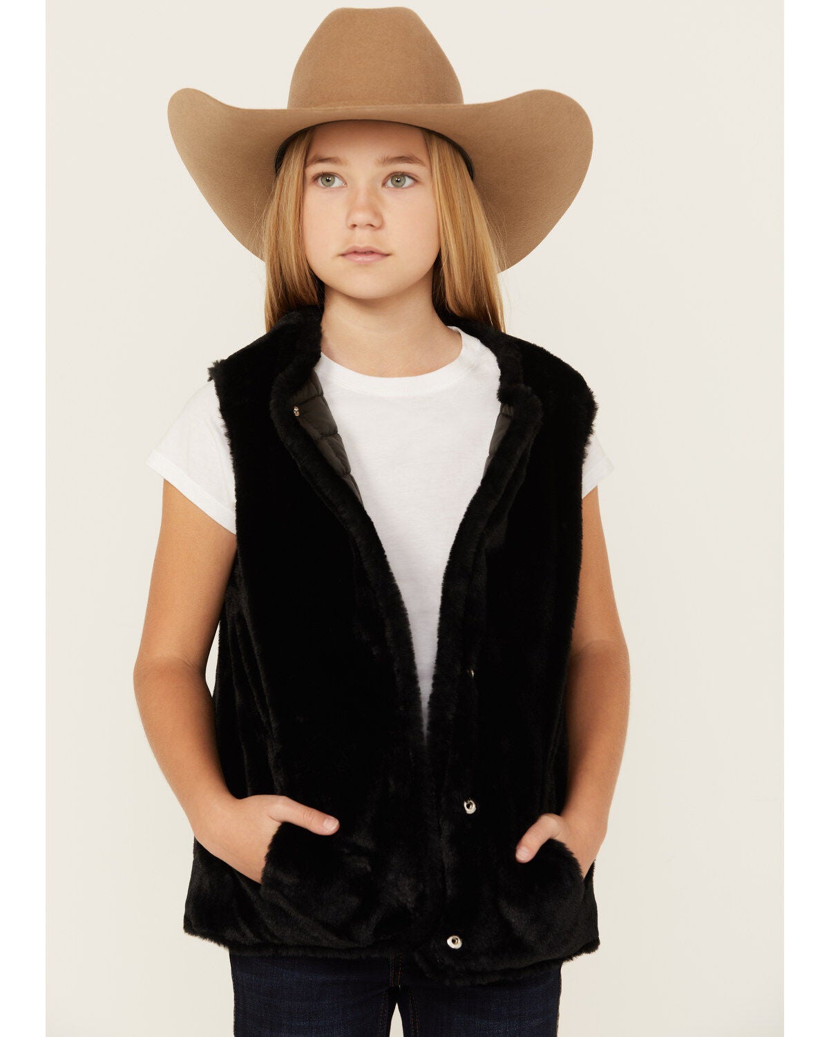 Urban Republic Little Girls' Reversible Faux Fur Vest,