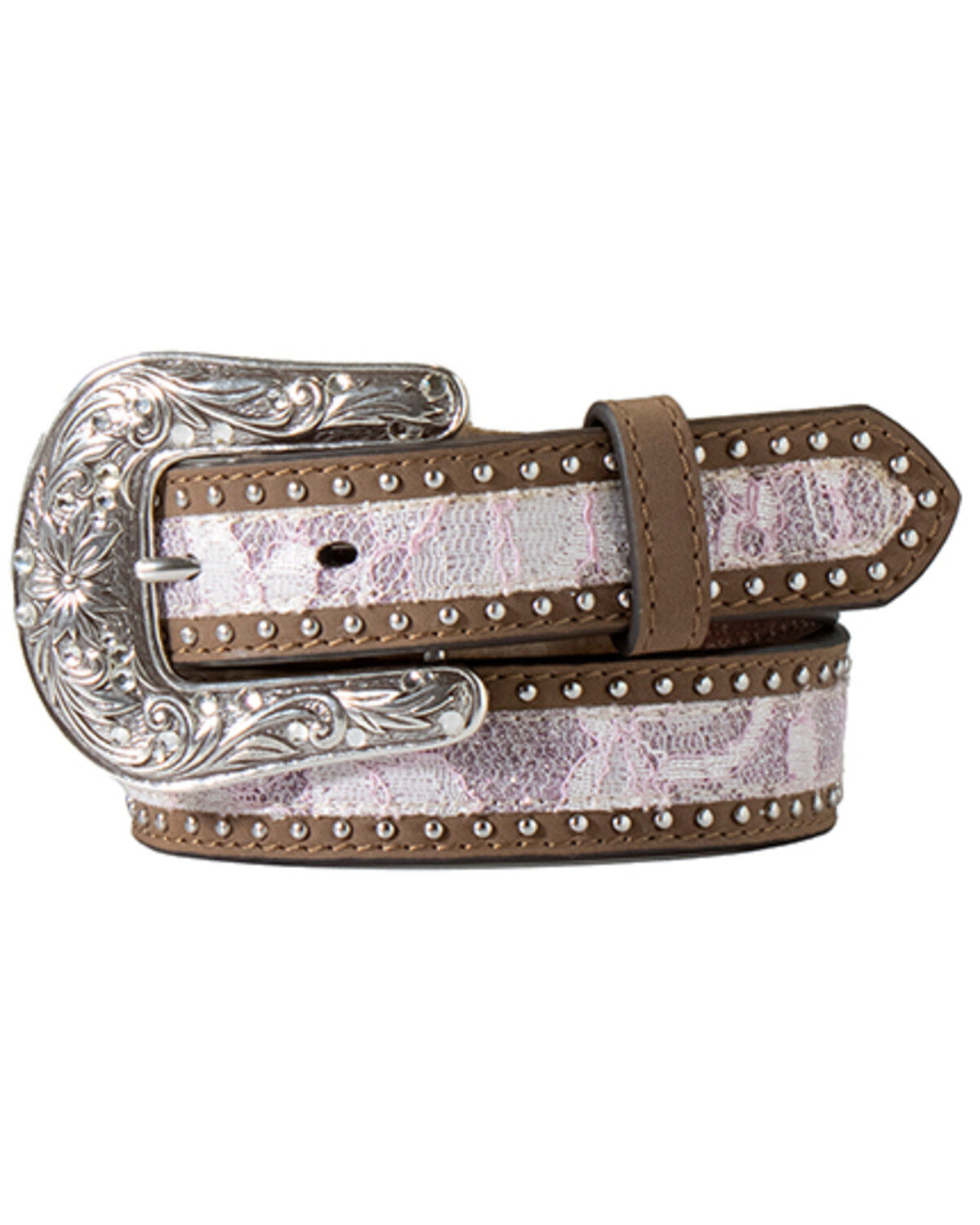 M & F Western Girls' Leather Belt, Pink