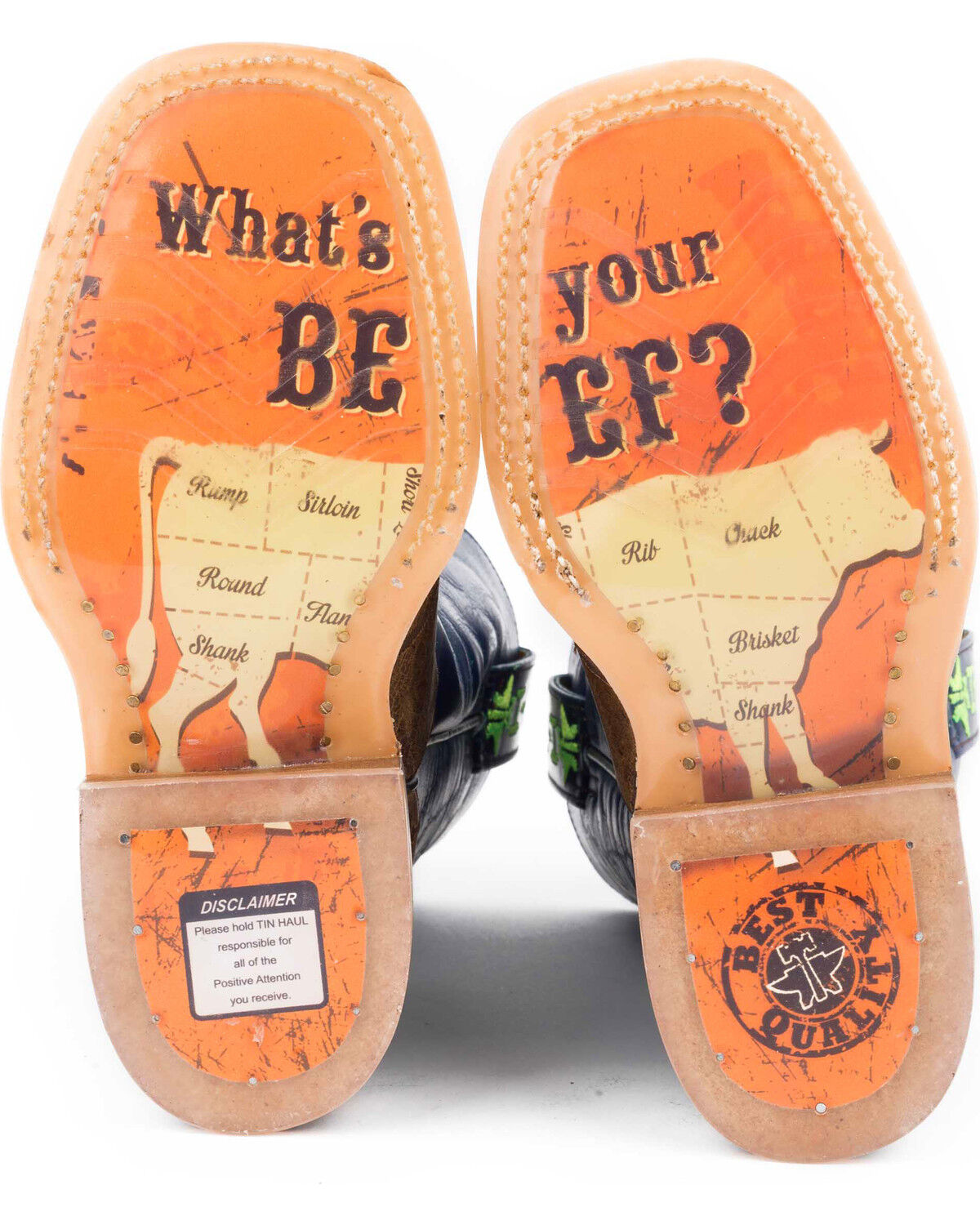 Tin Haul Boys' Barbed Wire All Beef Sole Western Boots - Square Toe ...