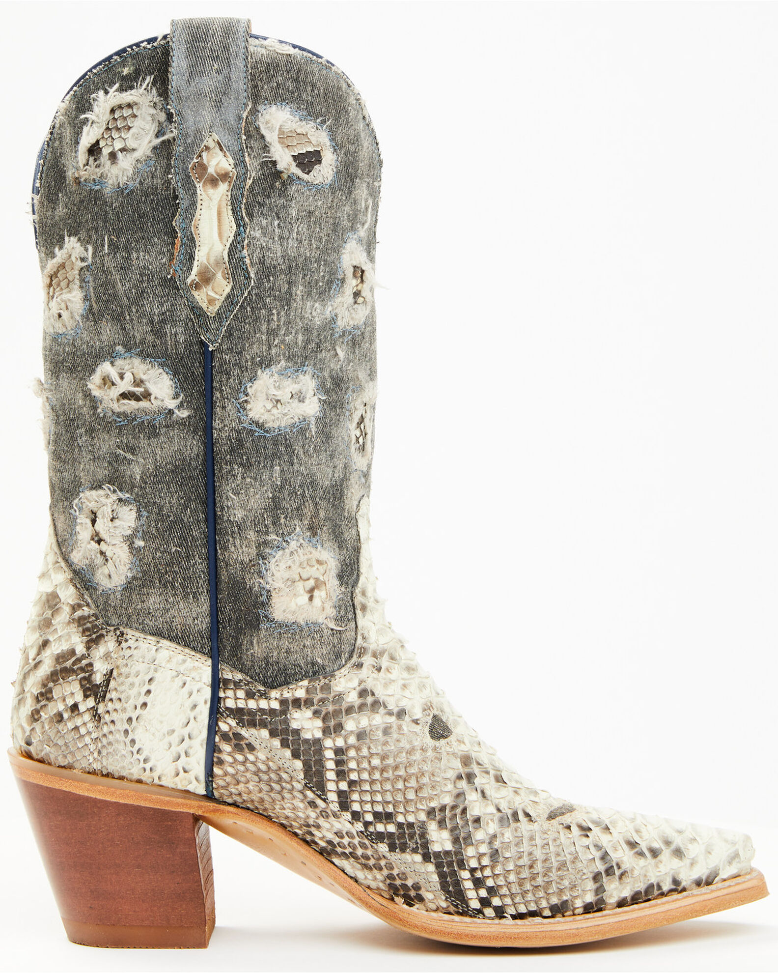 Dan Post Women's Exotic Python Western Boots - Snip Toe, Ivory