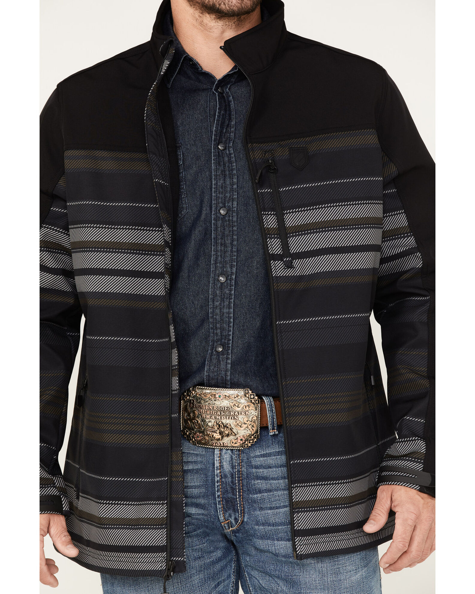 Rank 45® Mens Prescott Printed Softshell Jacket Black
