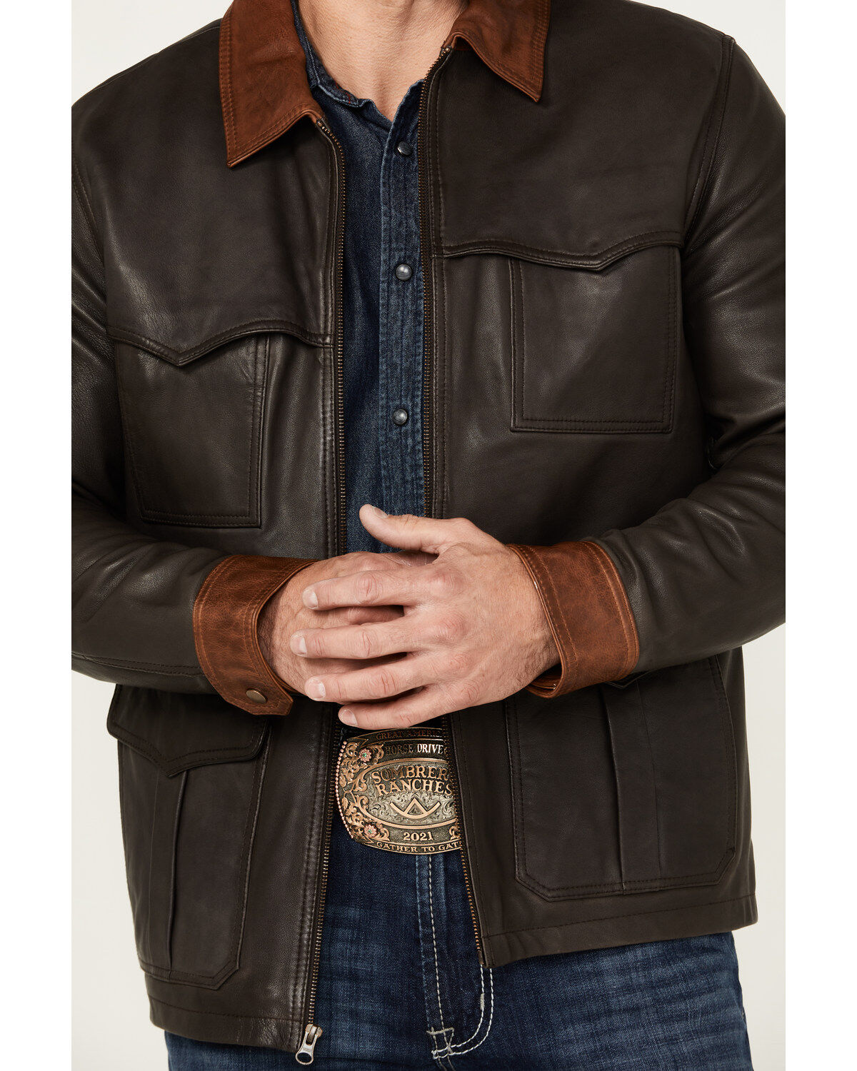 Scully Men's Leather Fringe Jacket, Chocolate