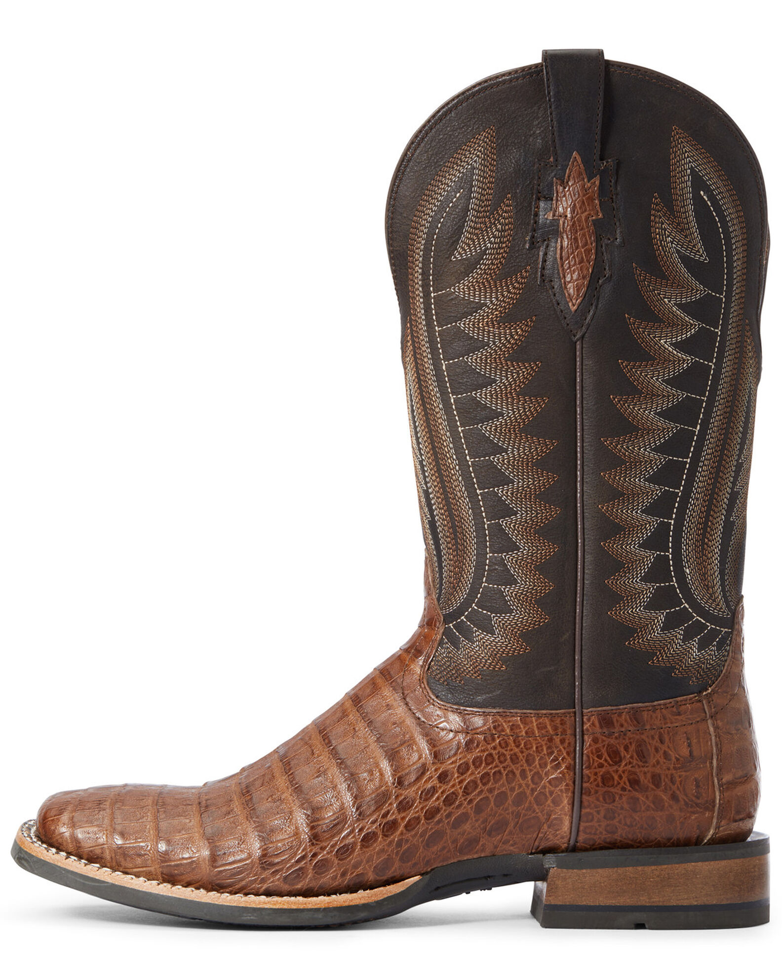 Ariat Men's Caramel Caiman Belly Western Boots - Broad Square Toe, Black