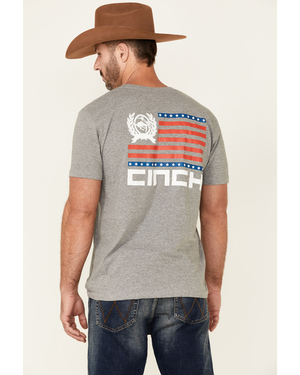 Cinch Men's Grey Flag Logo Graphic Short Sleeve T-Shirt | Boot Barn