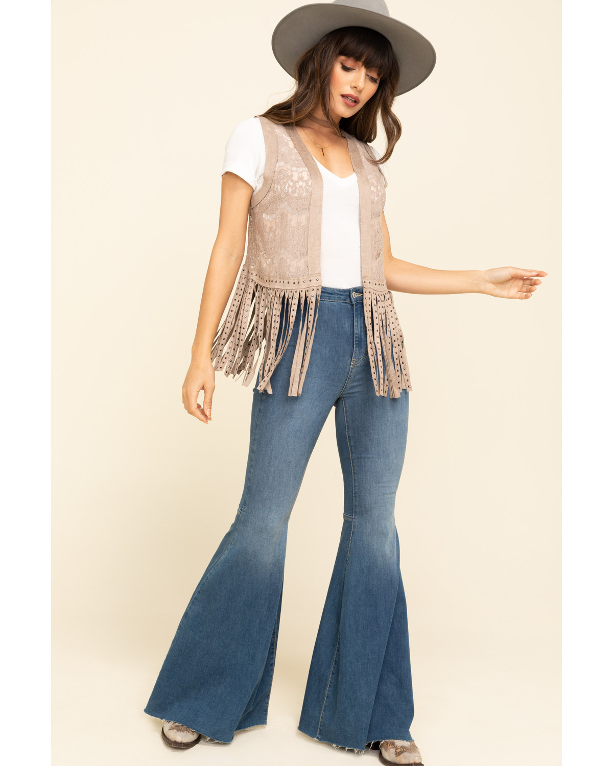 Vocal Women's Lace Studded Fringe Vest | Boot Barn