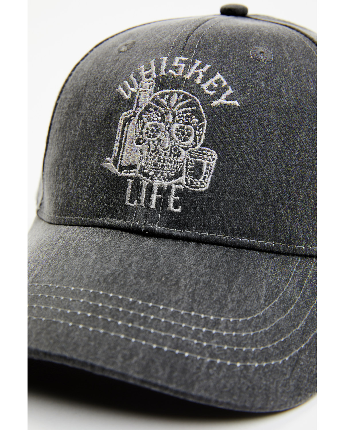 Moonshine Spirit Men's Embroidered Whiskey Life Skull Solid Ball Cap ...